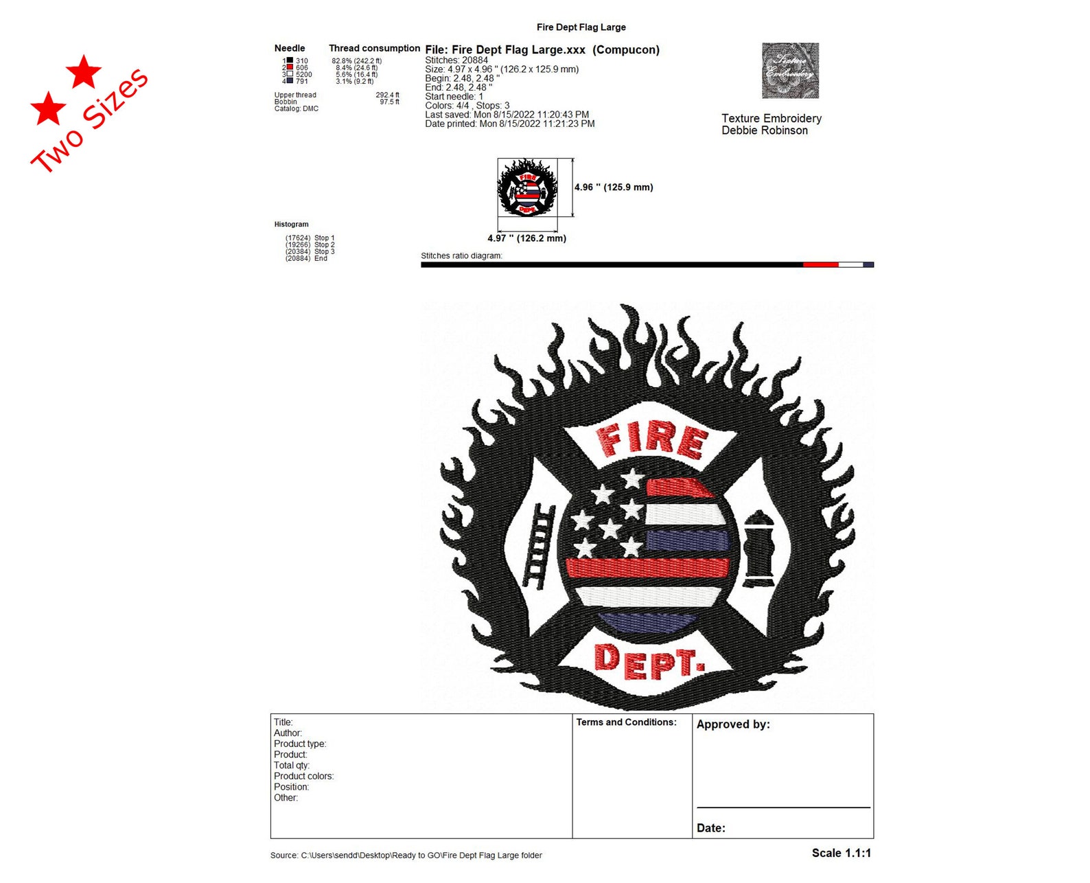 Fire Dept Flag Machine Embroidery Design Two Sizes Included - Etsy