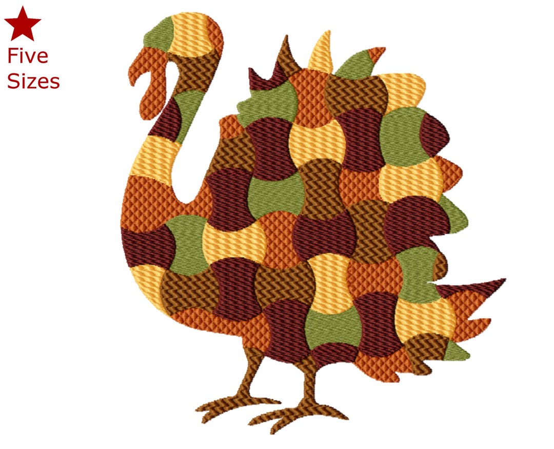 Turkey Patchwork Machine Embroidery Design, Five Sizes Included ...