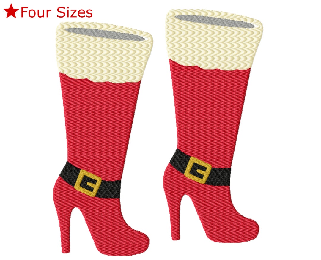 Mrs. Claus Boots Machine Embroidery Design, Four Sizes Included ...