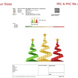 Ribbon Trees Machine Embroidery Design, Four Sizes Included, Instant ...