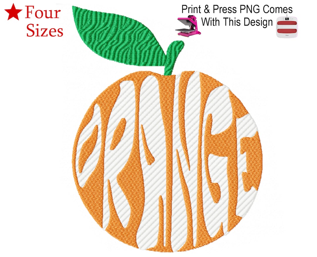 Orange Machine Embroidery Design, Four Sizes Included, Instant Download ...