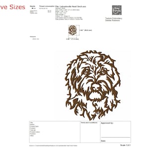 Labradoodle Head Machine Embroidery Design, Five Sizes Included ...