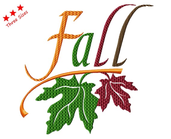 Fall Machine Embroidery Design Three Sizes Included - Etsy