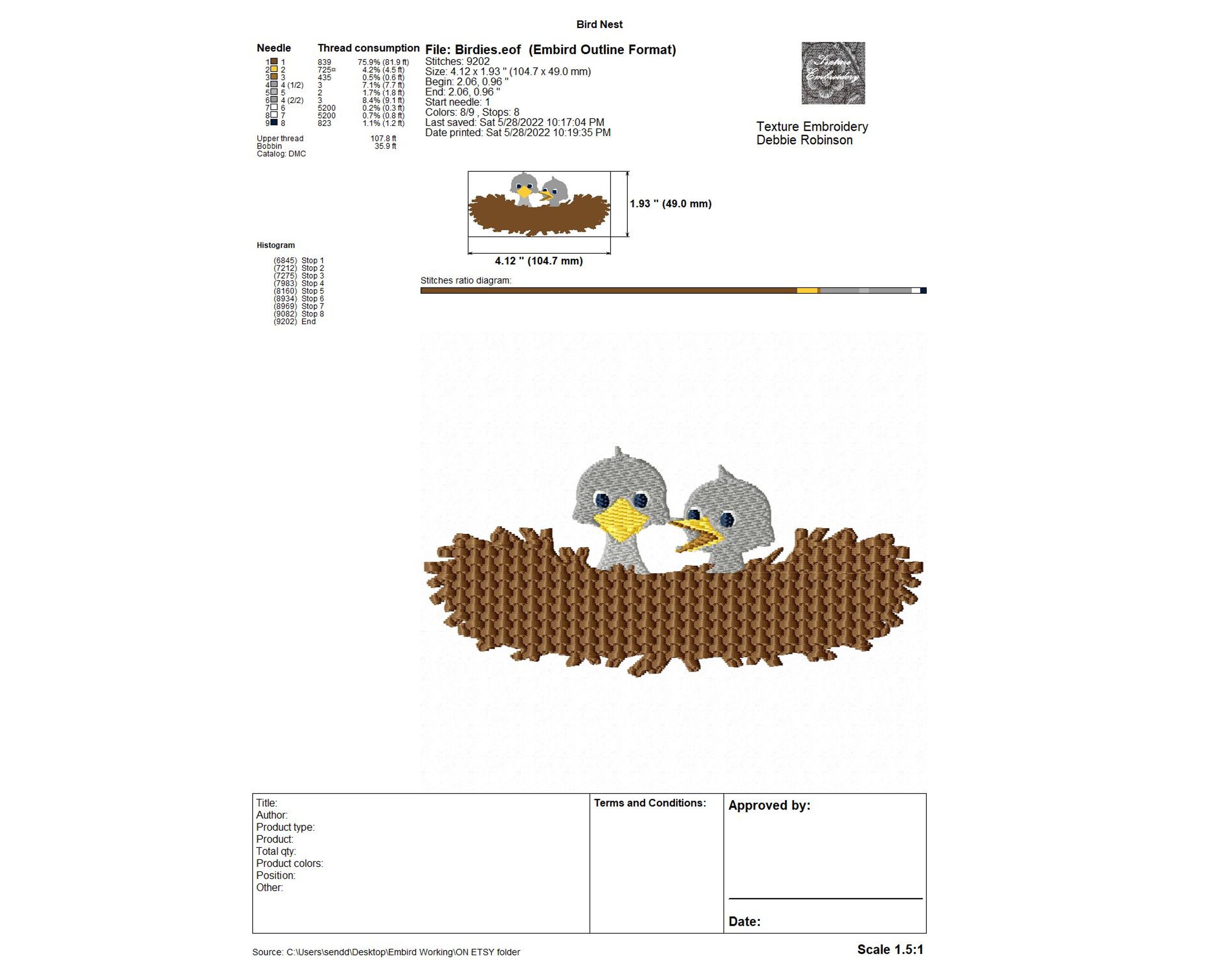 Bird Nest Machine Embroidery Design - Etsy