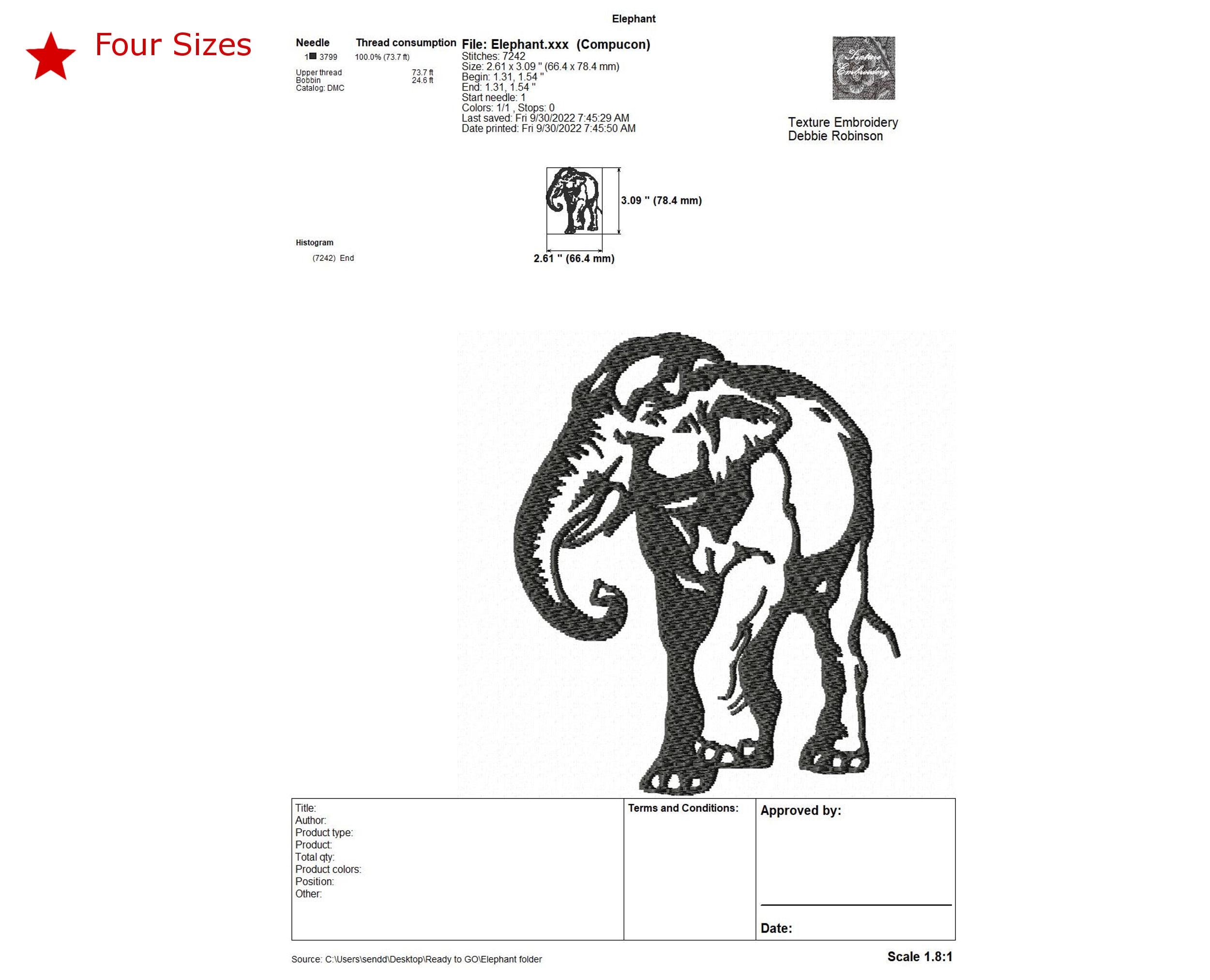 Elephant Machine Embroidery Design, Four Sizes Included - Etsy