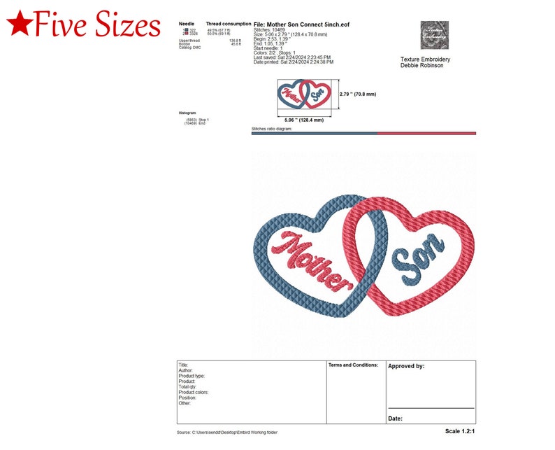 Mother Son Connect Machine Embroidery Design, Five Sizes Included ...