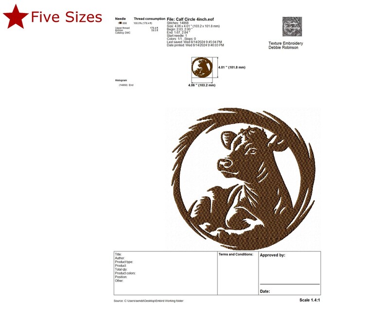 Calf Circle Machine Embroidery Design, Five Sizes Included, Instant ...
