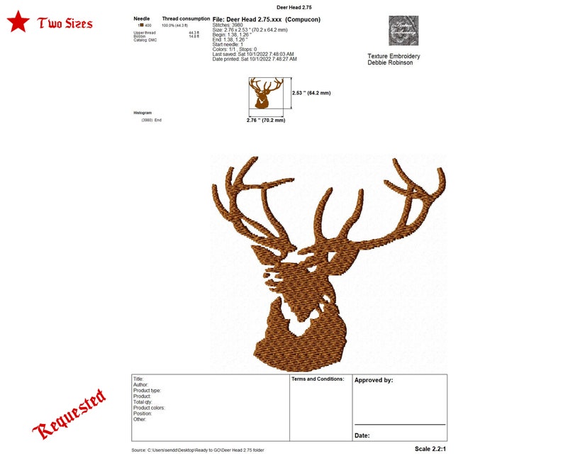 Dear Head Machine Embroidery Design Two Sizes Included - Etsy