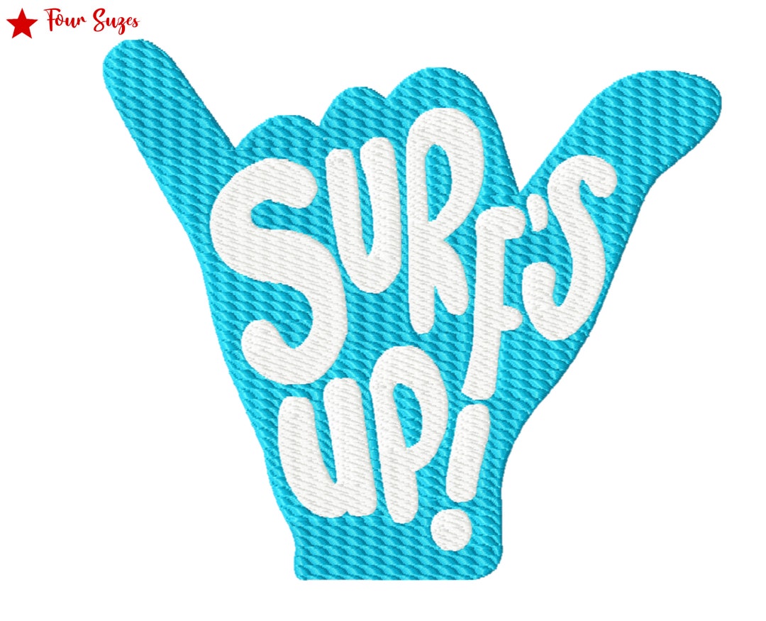 Surfs up Hand Machine Embroidery Design, Four Sizes Included, Instant ...
