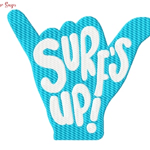 Surfs up Hand Machine Embroidery Design, Four Sizes Included, Instant ...