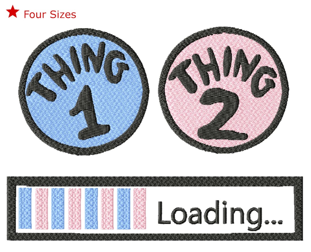 Thing 1 Thing 2 Machine Embroidery Design, Four Sizes Included, Instant ...