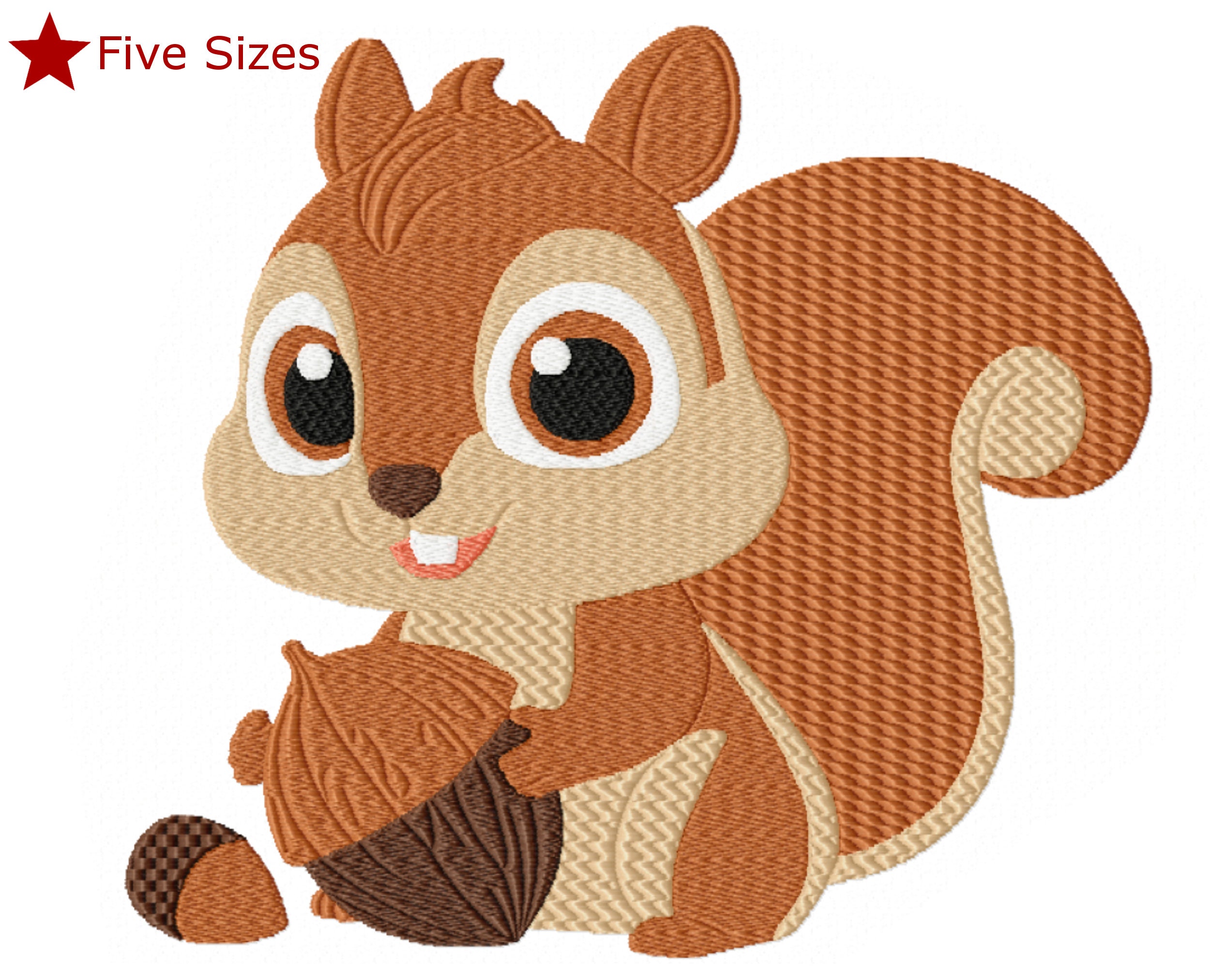 Squirrel With Nuts Machine Embroidery Design, Five Sizes Included ...