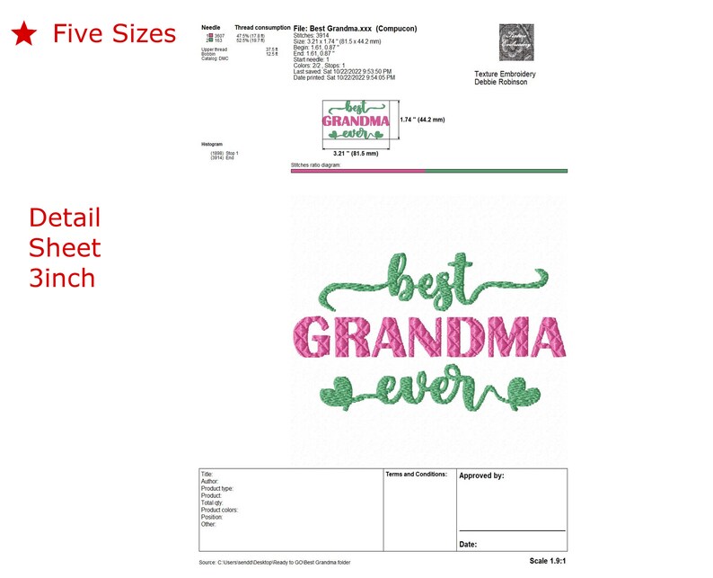 Best Grandma Machine Embroidery Design, Five Sizes Included, Instant ...