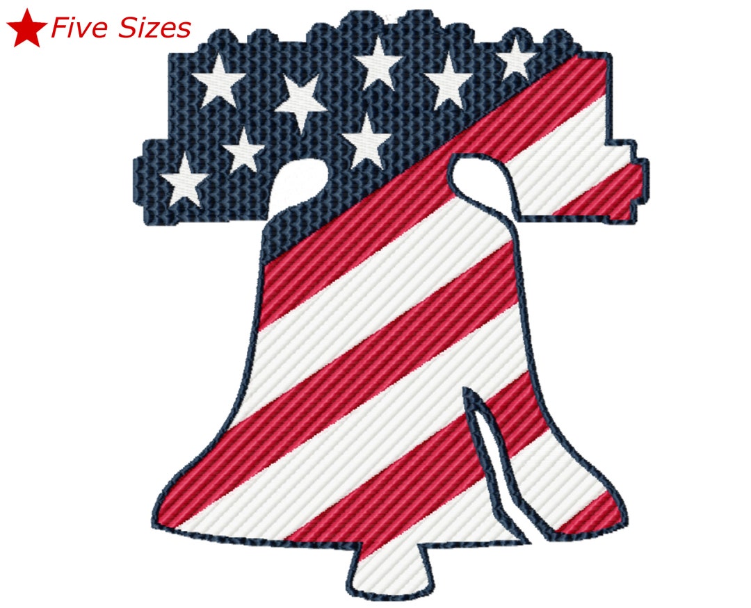 Liberty Bell Machine Embroidery Design, Five Sizes Included, Instant ...