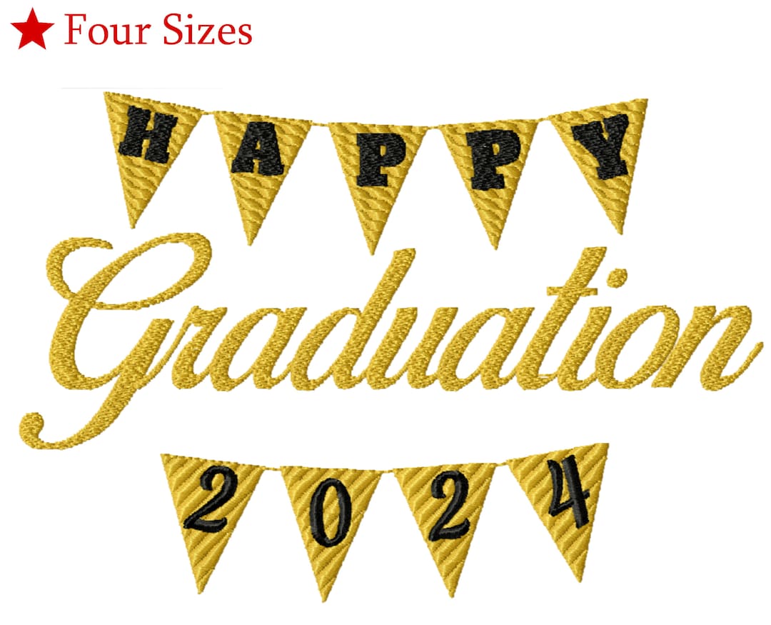 Happy Graduation Banner Machine Embroidery Design, Four Sizes Included ...