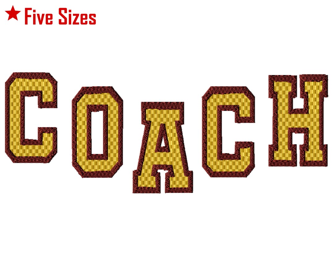 Coach Two Color Machine Embroidery Design, Five Sizes Included, Instant ...