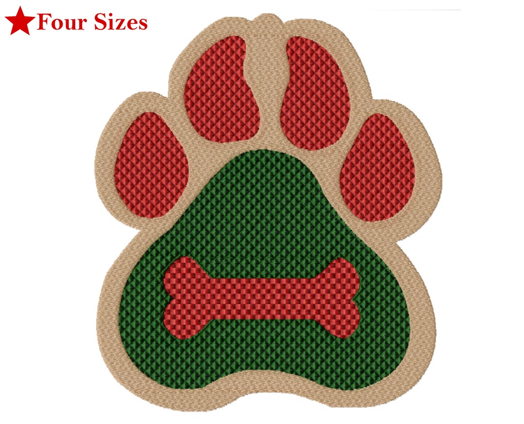 Christmas Paw Machine Embroidery Design, Four Sizes Included, Instant ...