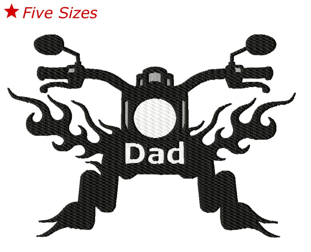 Motorcycle Dad Machine Embroidery Design, Five Sizes Included, Instant ...