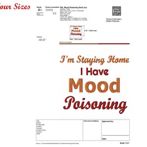 Mood Poisoning Machine Embroidery Design, Four Sizes, Instant Download ...