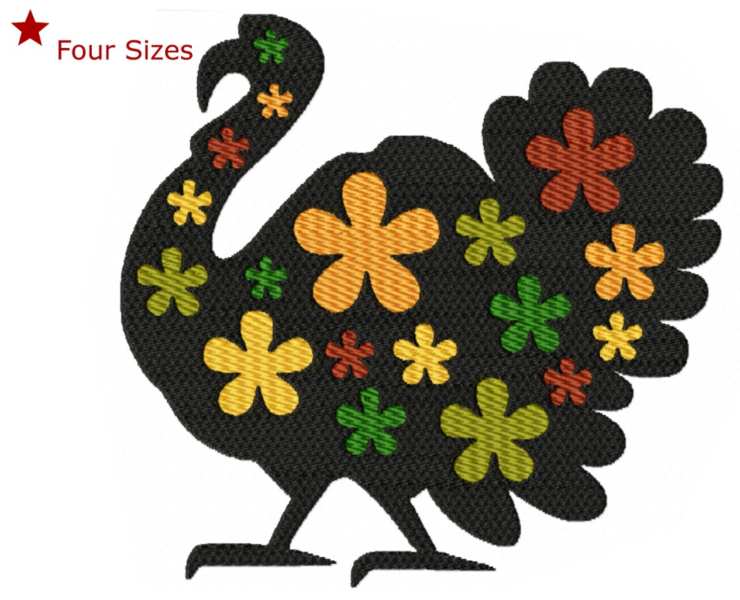 Turkey Flower Machine Embroidery Design, Four Sizes Included, Instant ...