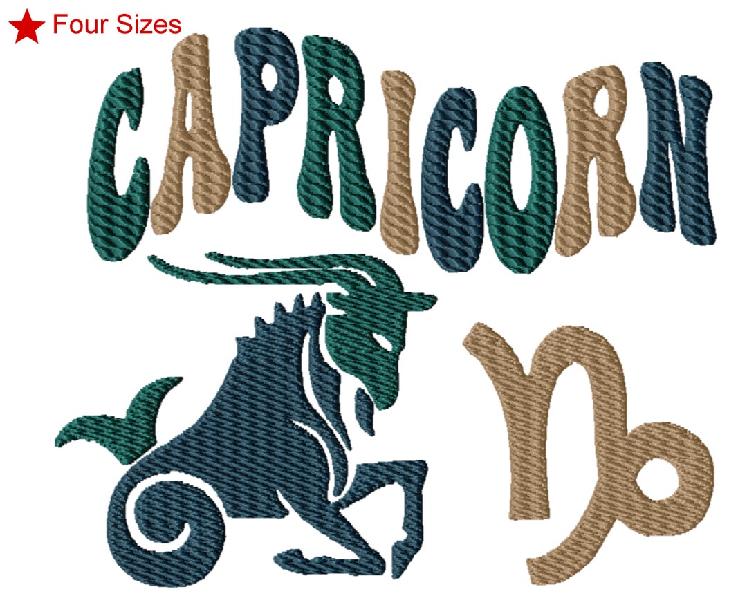 Capricorn Colors Machine Embroidery Design, Four Sizes Included ...