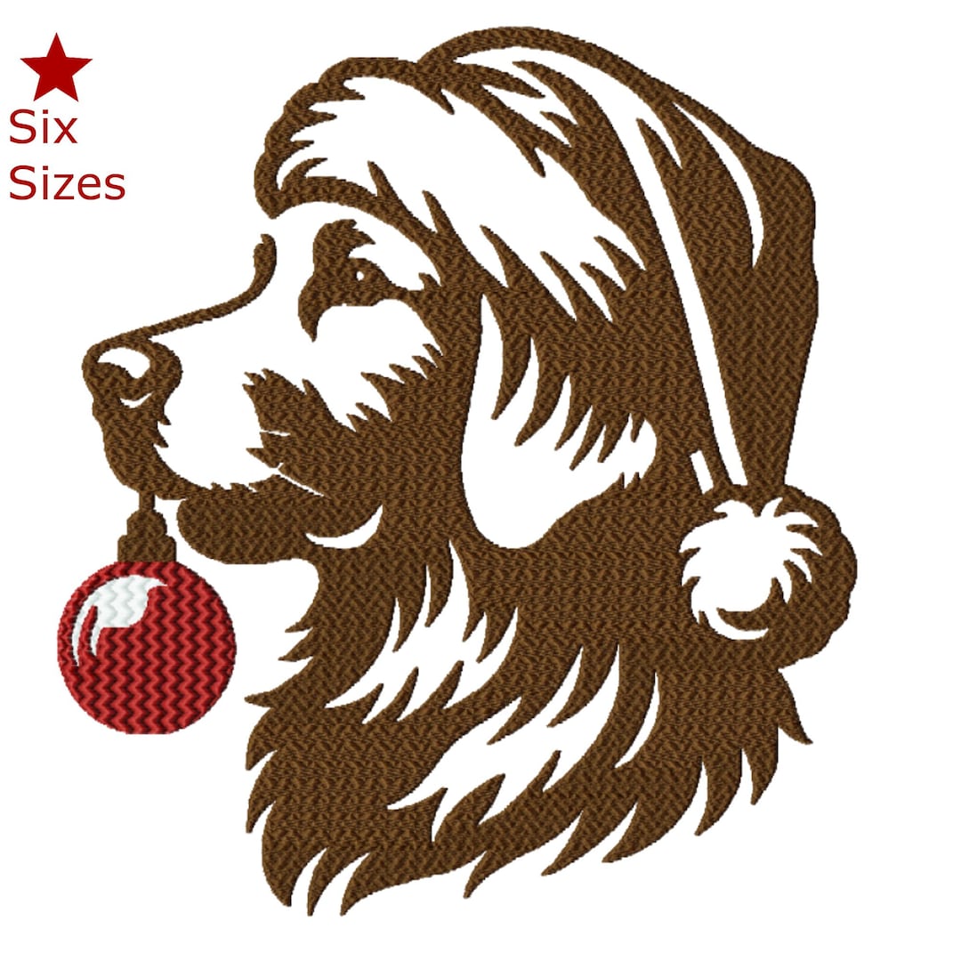 Christmas Dog Machine Embroidery Design, Six Sizes Included, Instant ...