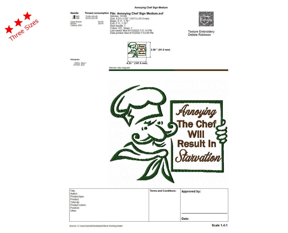 Annoying the Chef Sign Machine Embroidery Design - Etsy