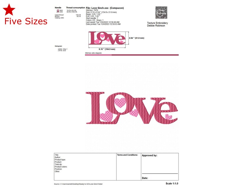 Love Machine Embroidery Design, Five Sizes Included, Instant Download ...