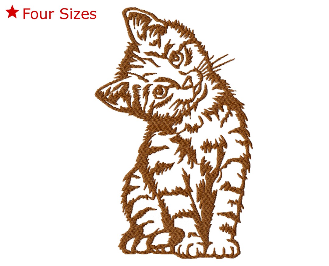 Kitten Machine Embroidery Design, Four Sizes Included, Instant Download ...