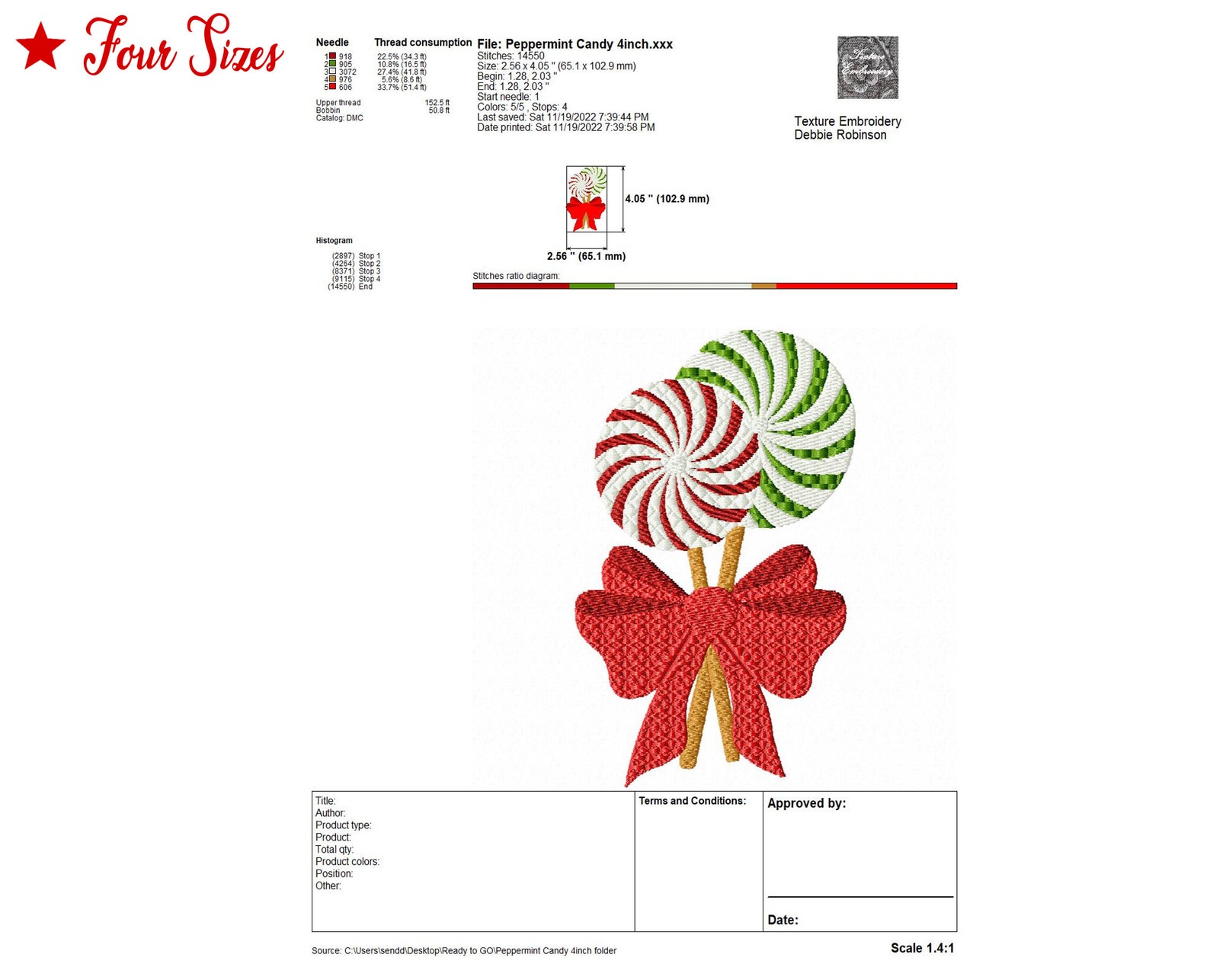 Peppermint Candy Machine Embroidery Design, Four Sizes Included ...