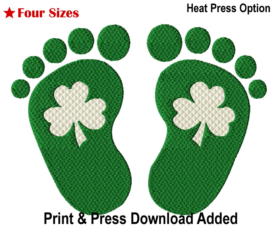 Shamrock Feet Machine Embroidery Design, Four Sizes Included, Instant ...