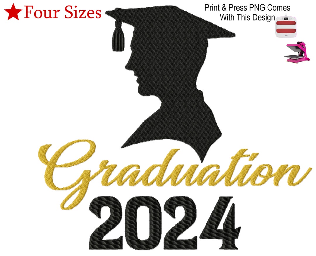 Boy Graduation Machine Embroidery Design, Four Sizes Included, Instant ...