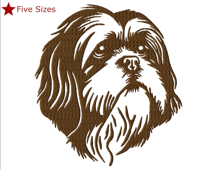 Shih Tzu Dog Machine Embroidery Design, Five Sizes Included, Instant ...
