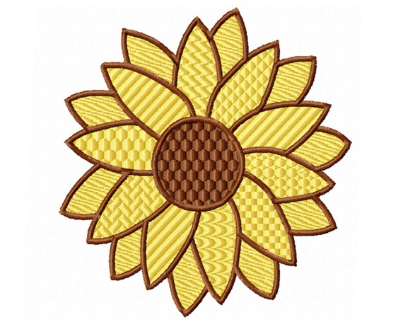 Single Sunflower Machine Embroidery Design. | Etsy