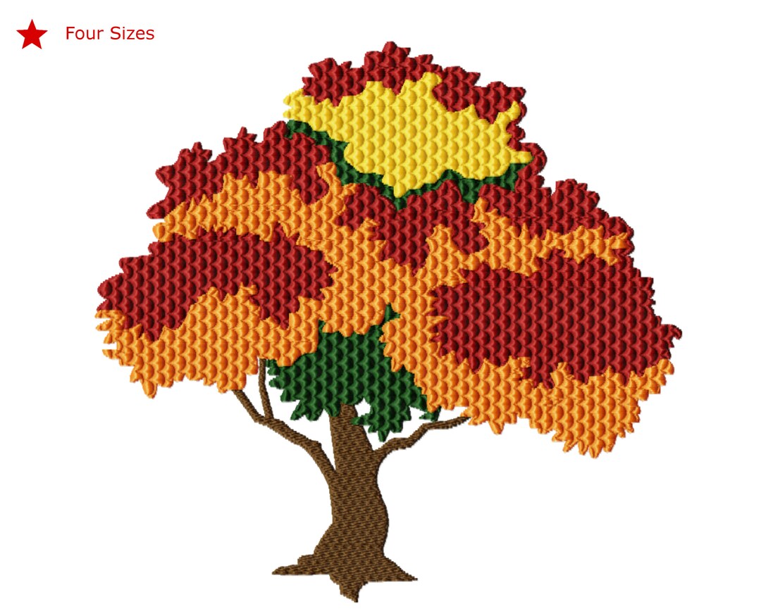 Fall Tree Machine Embroidery Design, Four Sizes - Etsy