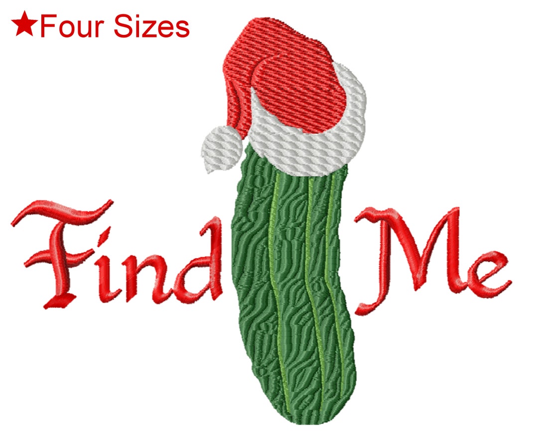 Christmas Pickle Machine Embroidery Design, Four Sizes Included ...