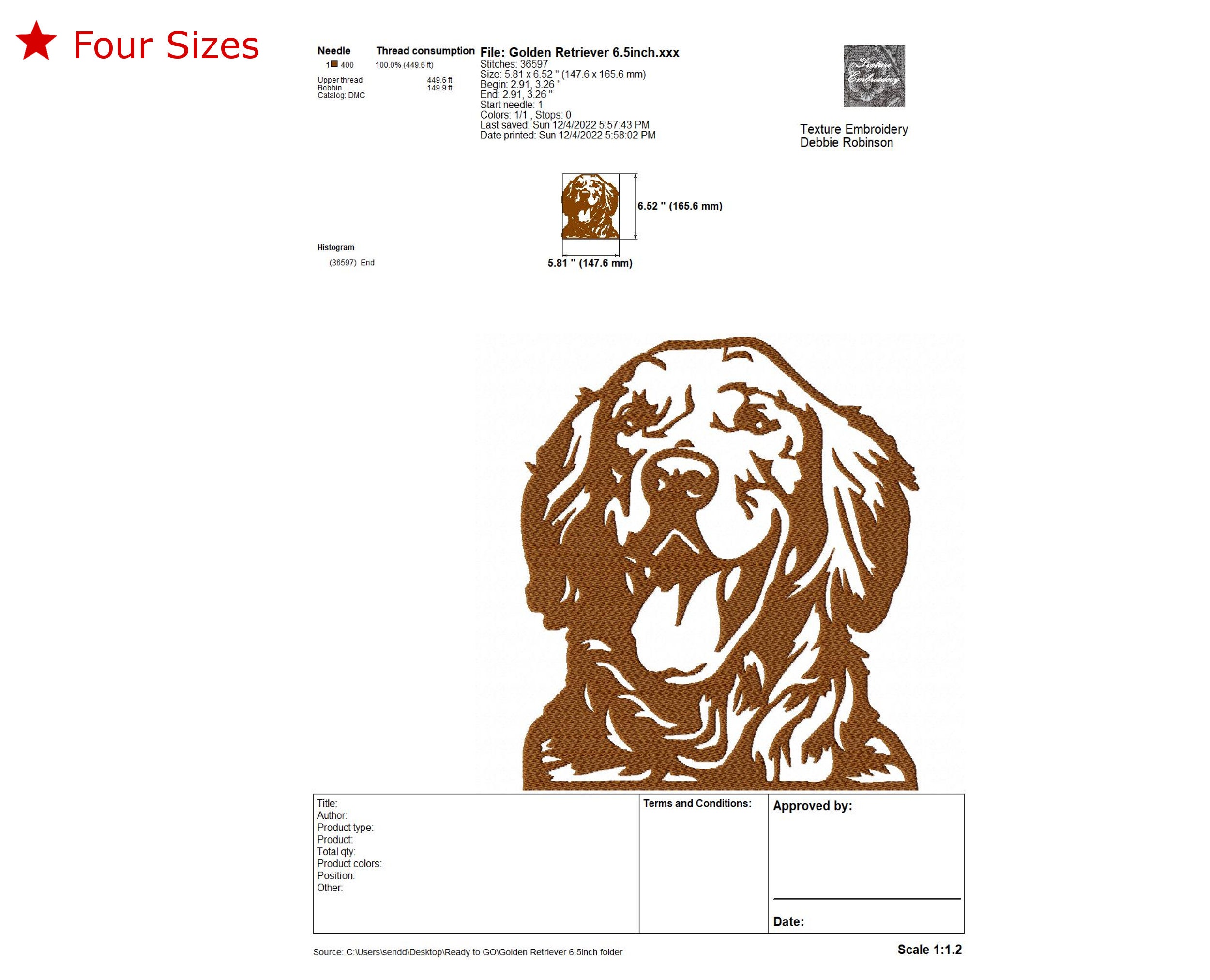 Golden Retriever Machine Embroidery Design. Four Sizes - Etsy