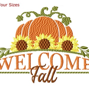 Welcome Sun Pumpkin Machine Embroidery Design, Four Sizes Included ...