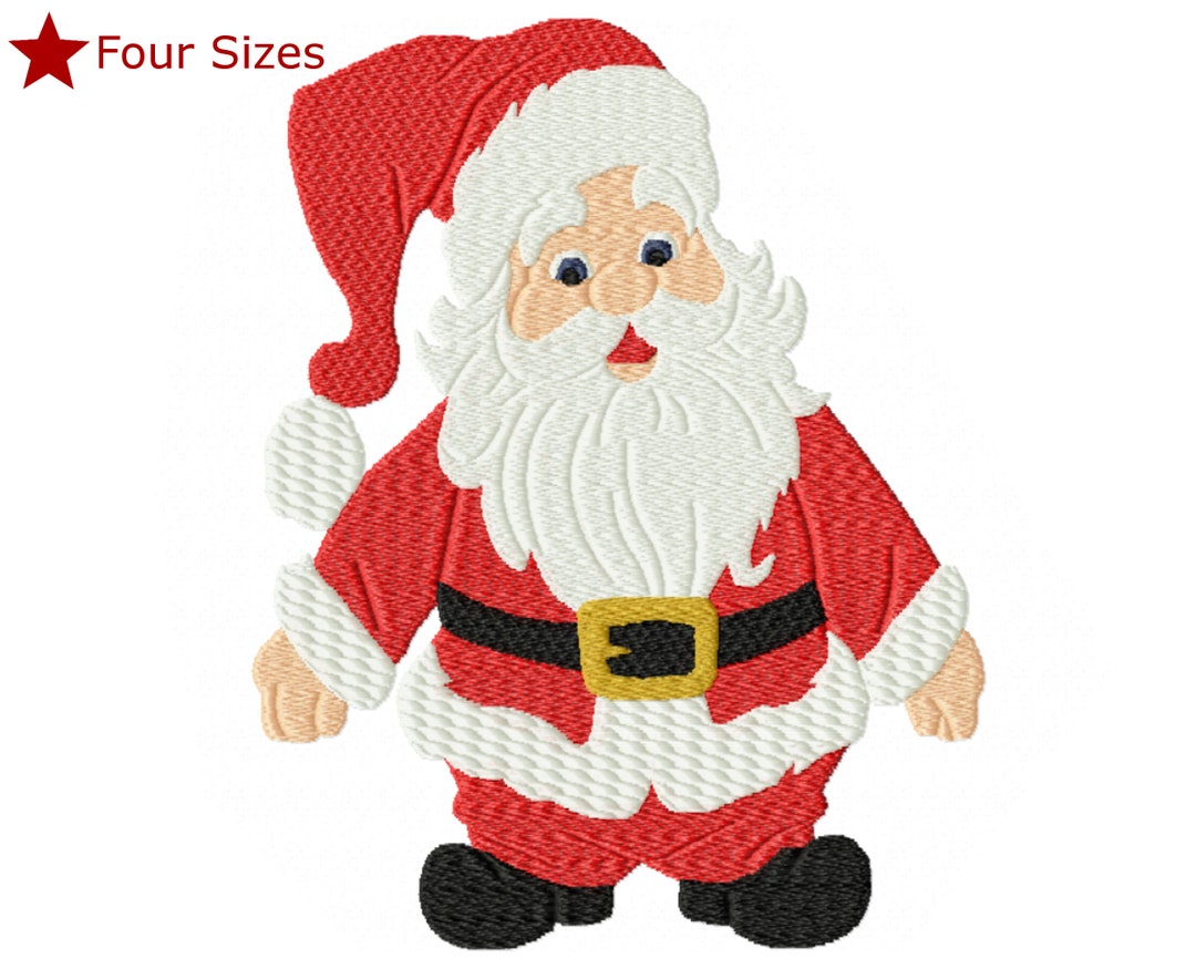 Cute Santa Machine Embroidery Design, Four Sizes Included, Instant ...