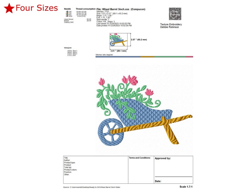 Wheel Barrel Machine Embroidery Design Four Sizes Included - Etsy