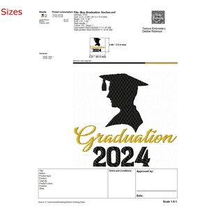 Boy Graduation Machine Embroidery Design, Four Sizes Included, Instant ...