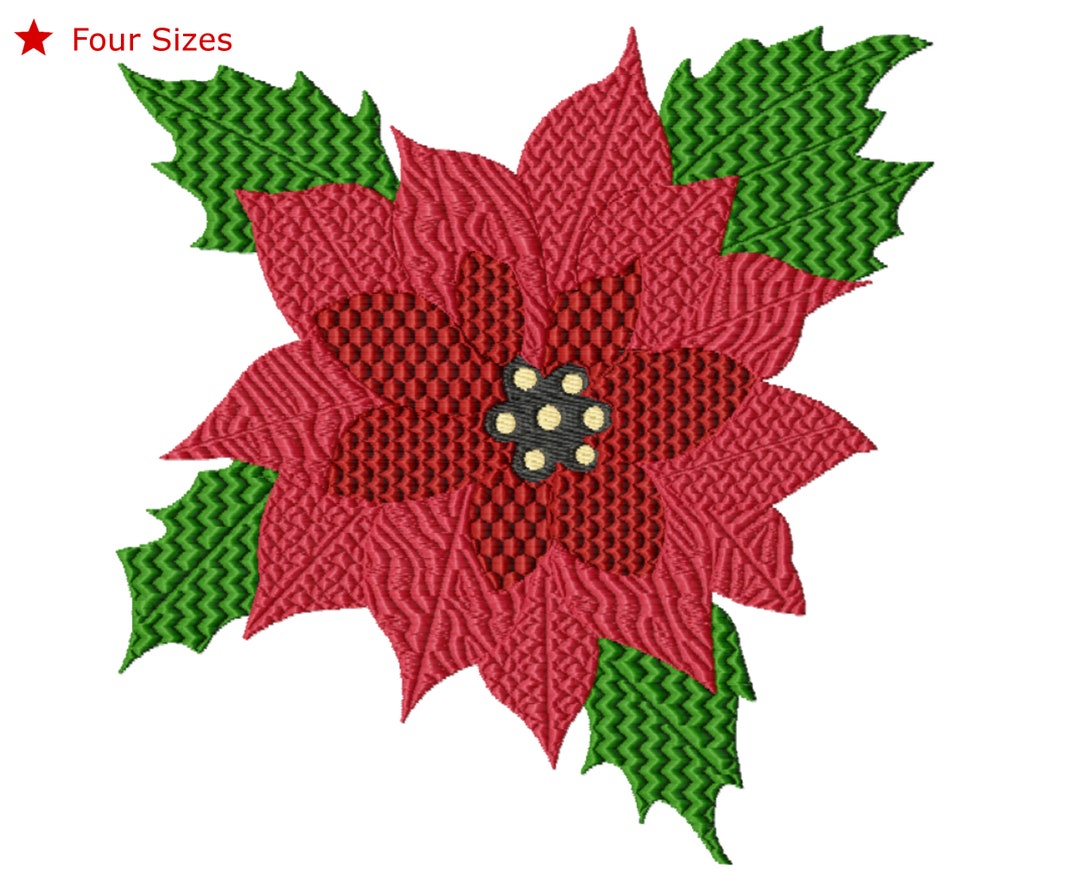 Poinsettia Machine Embroidery Design, Four Sizes Included, Instant ...