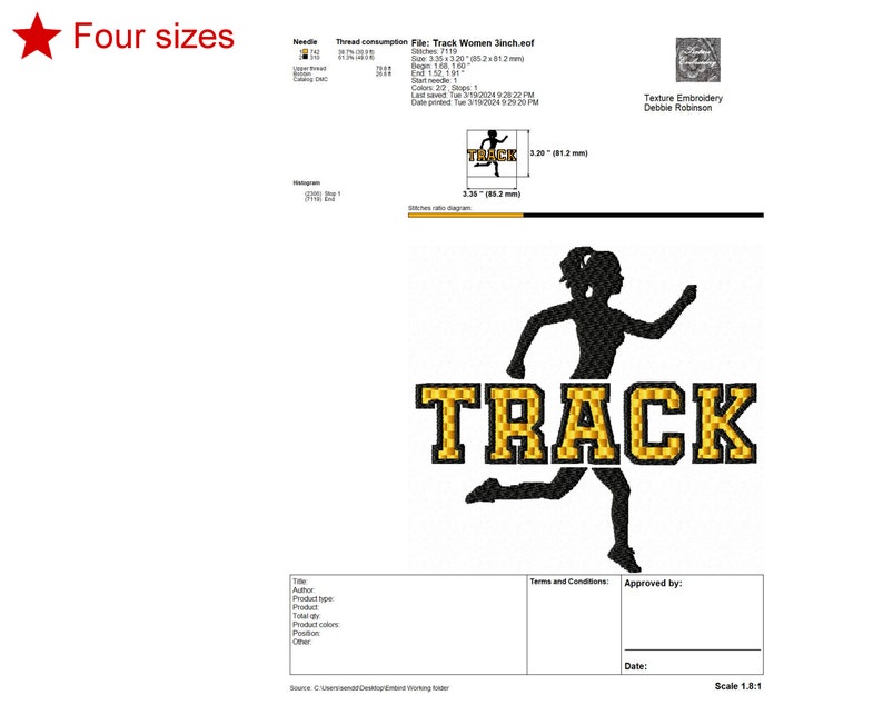 Track Women Machine Embroidery Design, Four Sizes Included, Instant ...