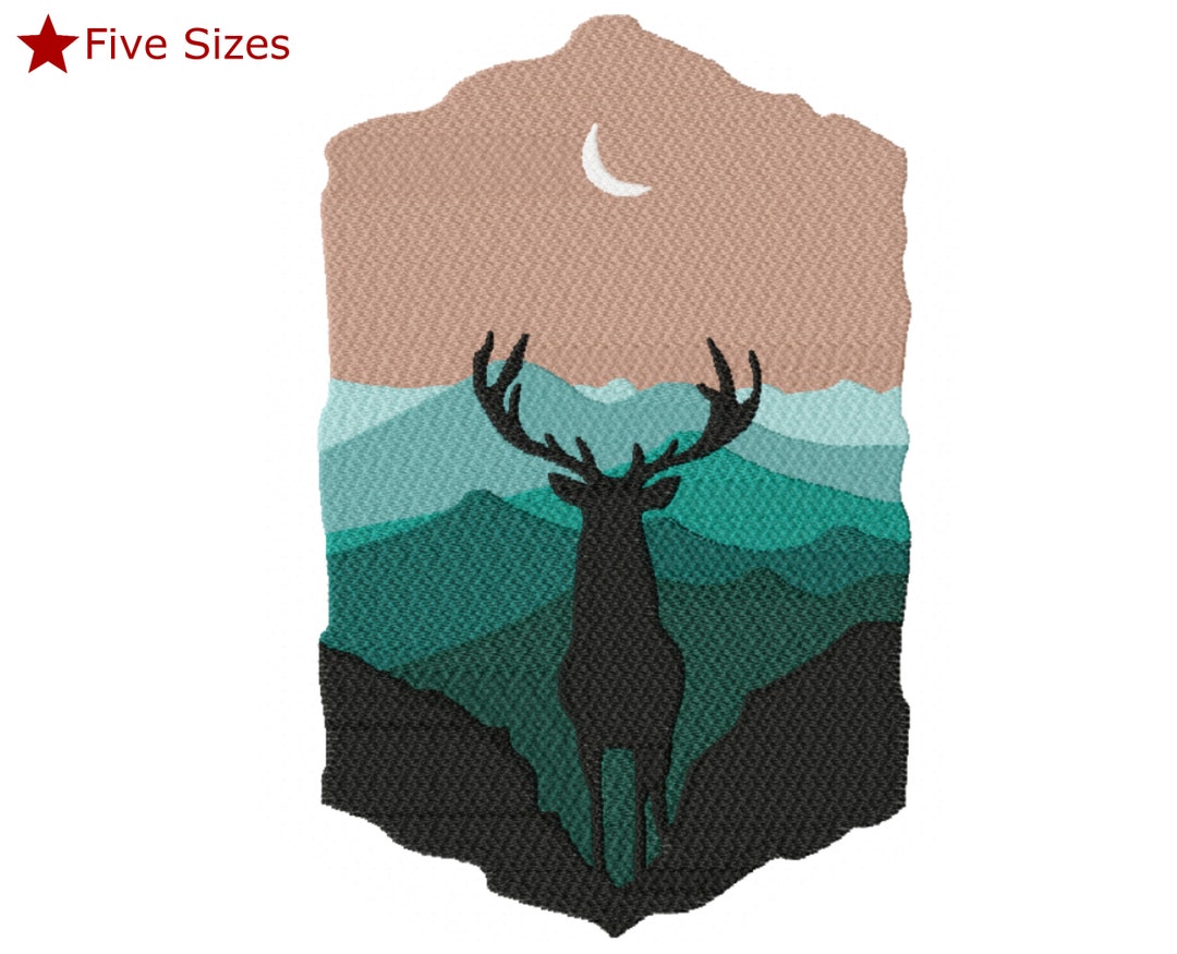 Deer Frame Machine Embroidery Design, Five Sizes Included, Instant ...