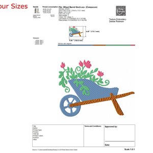 Wheel Barrel Machine Embroidery Design, Four Sizes Included, Instant ...