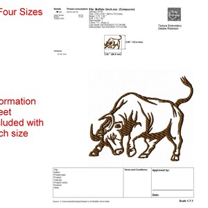Buffalo Machine Embroidery Design, Four Sizes Included, Instant ...