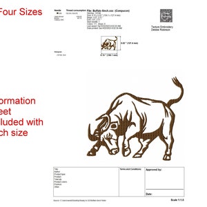 Buffalo Machine Embroidery Design, Four Sizes Included, Instant ...