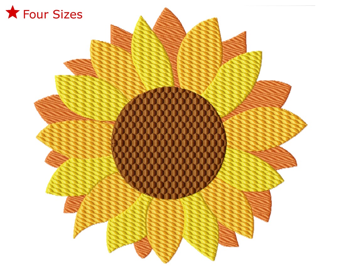 Sunflower Machine Embroidery Design, Four Sizes Included, Instant ...