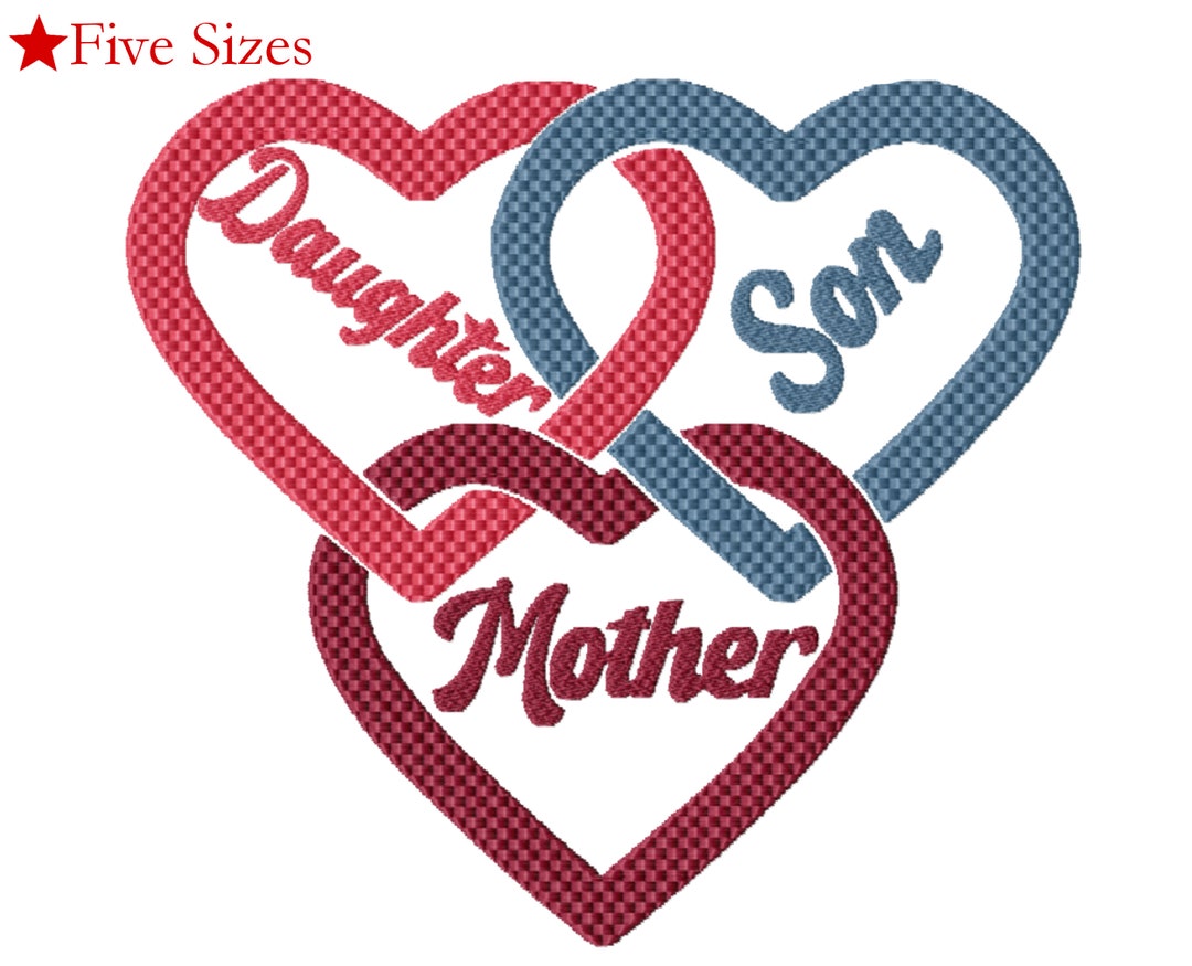 Mother Daughter Son Machine Embroidery Design, Five Sizes, Instant ...
