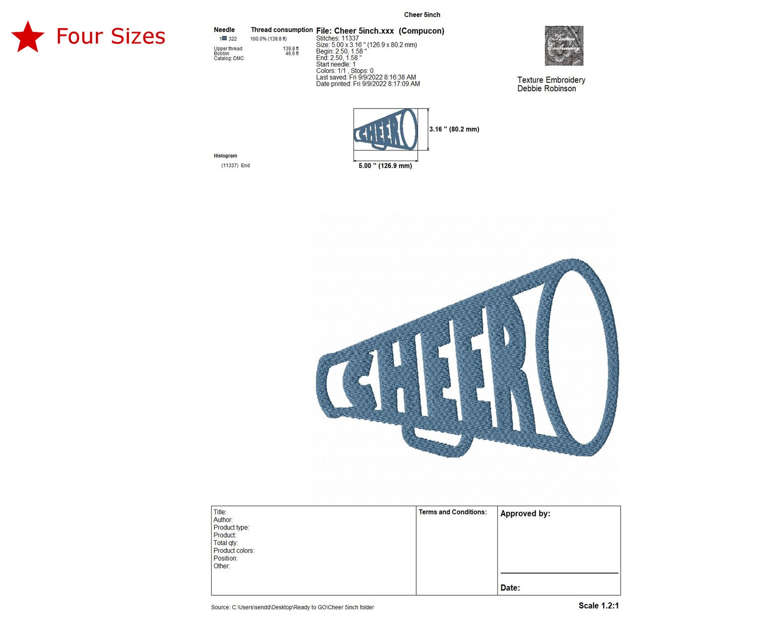 Cheer Machine Embroidery Design, Four Sizes Included, Pick Your Team ...